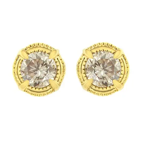 HAUS OF BRILLIANCE 14k Gold Plated Silver 3/8 Ct Diamond Stud Earrings - Yellow