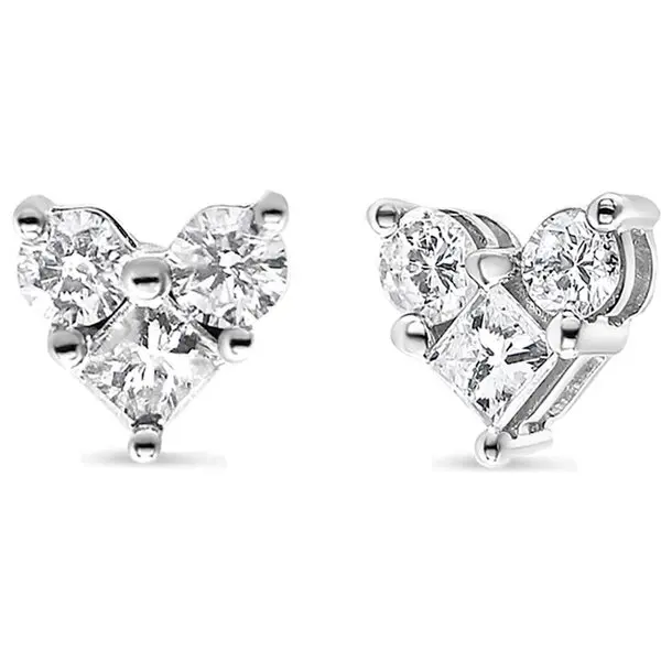 HAUS OF BRILLIANCE 10k Gold 1/2 Ct Diamond Heart Stud Earrings - White