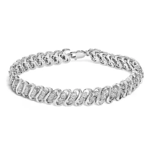 HAUS OF BRILLIANCE Silver 1/4ctw Round-cut Diamond S-link Bracelet - White