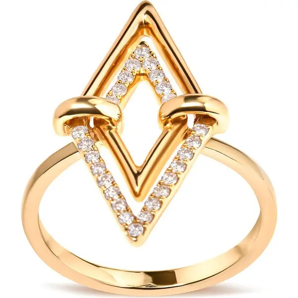HAUS OF BRILLIANCE 14k Gold Diamond Double Triangle Ring - Yellow