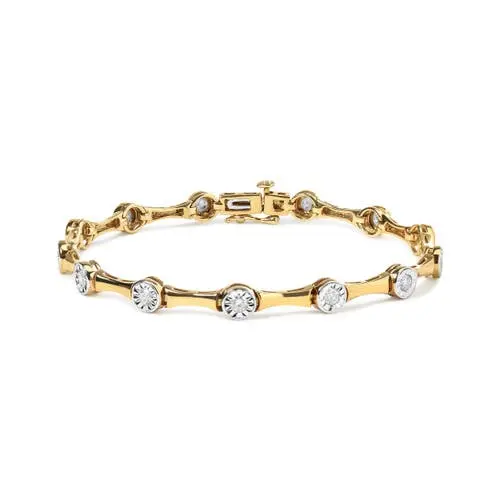 HAUS OF BRILLIANCE 10k Gold Plated Sterling Silver 1.0 Cttw Diamond Link Bracelet - Yellow