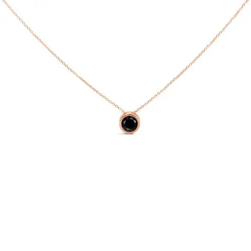 HAUS OF BRILLIANCE 14k Rose Gold 4.0 Cttw Black Diamond Solitaire Pendant Necklace - Pink