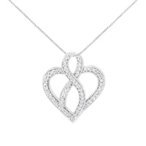 HAUS OF BRILLIANCE 14k Gold 1/4ctw Round Cut Diamond Heart Pendant Necklace - White