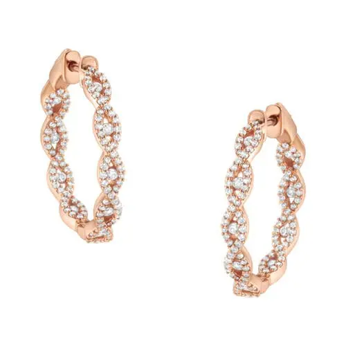 HAUS OF BRILLIANCE 10k Rose Gold 1 Cttw Diamond Hoop Earrings - Pink