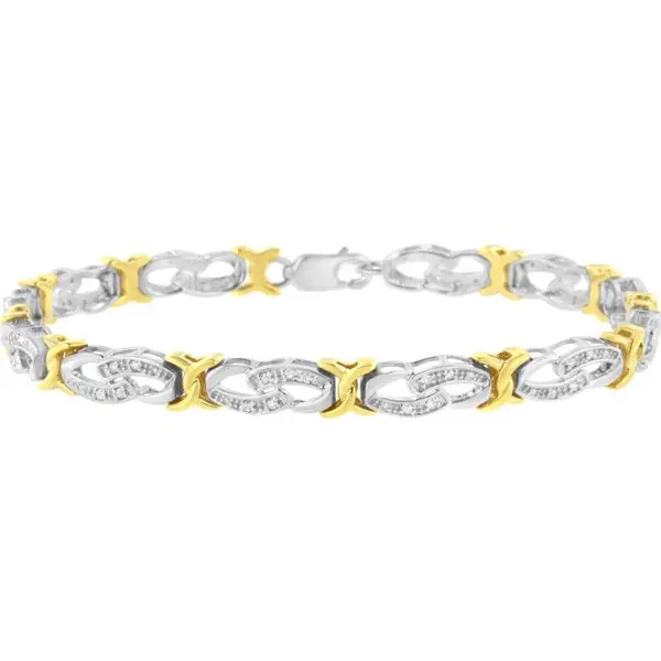 HAUS OF BRILLIANCE 10k Gold-plated Silver 1/4ctw Diamond Infinity And X Link Bracelet - Yellow