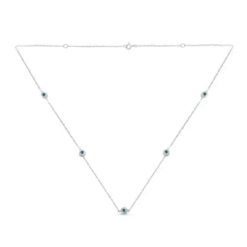 HAUS OF BRILLIANCE Silver Diamond Station Necklace - White