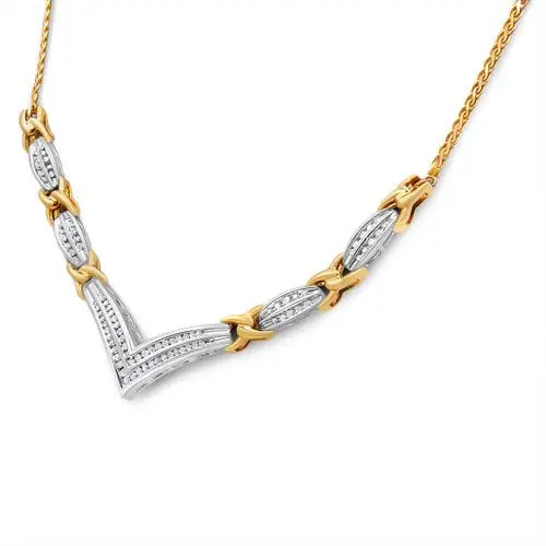HAUS OF BRILLIANCE 10k Gold 1.0 Cttw Diamond "v" Shape Statement Necklace - Yellow