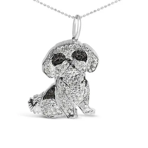 HAUS OF BRILLIANCE Diamond Shih Tzu Pendant Necklace - White
