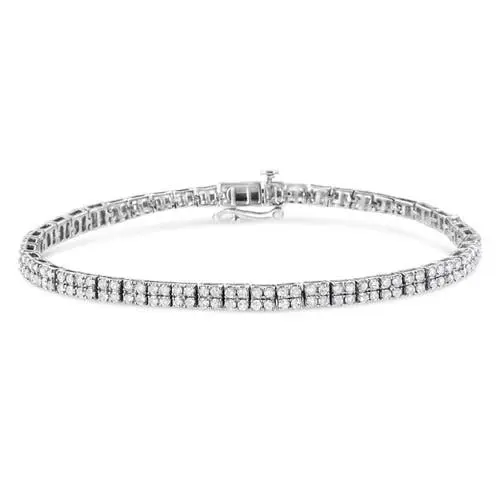 HAUS OF BRILLIANCE Silver 3.0 Cttw Diamond Link Bracelet - White