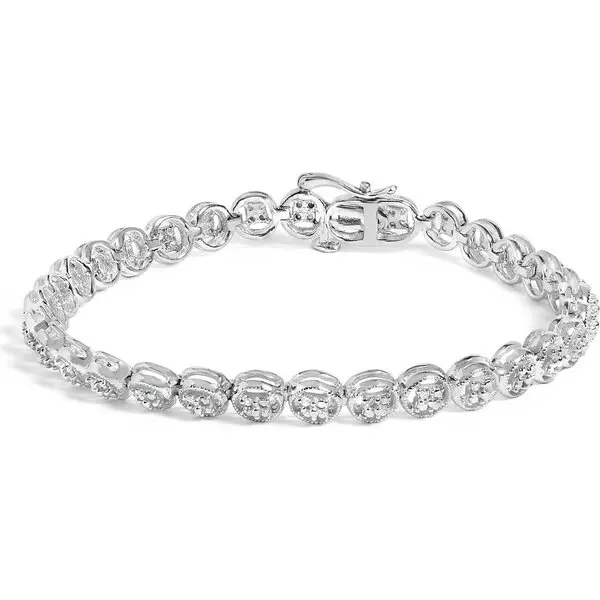 HAUS OF BRILLIANCE Silver 1/10 Cttw Diamond Link Tennis Bracelet - White