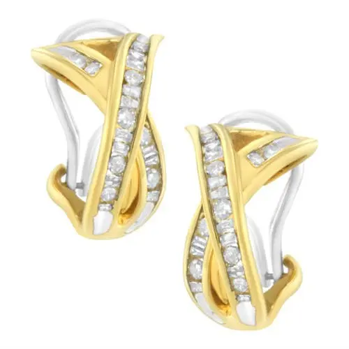 HAUS OF BRILLIANCE 14k Gold 1/2 Cttw Crossover Diamond Hoop Earrings - Yellow