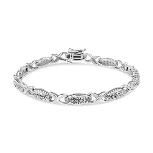 HAUS OF BRILLIANCE Silver 1/5 Cttw Round-cut Diamond "x" Link Bracelet - White