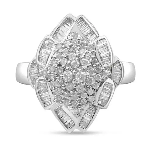 HAUS OF BRILLIANCE 14k Gold 7/8 Cttw Diamond Cluster Ring - White