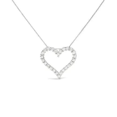 HAUS OF BRILLIANCE Silver 2.0 Cttw Diamond Heart Pendant Necklace - White