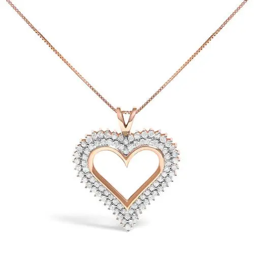 HAUS OF BRILLIANCE 2.00 Cttw Diamond Heart Pendant Necklace - Rose