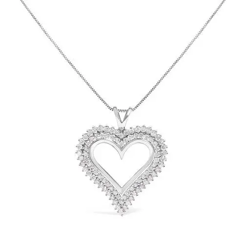 HAUS OF BRILLIANCE 2.00 Cttw Diamond Heart Pendant Necklace - White