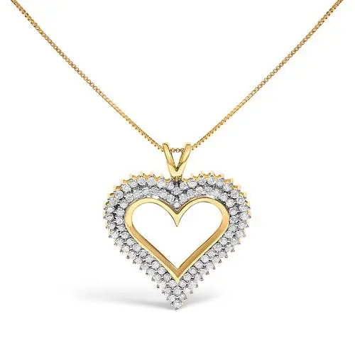 HAUS OF BRILLIANCE 2.00 Cttw Diamond Heart Pendant Necklace - Yellow