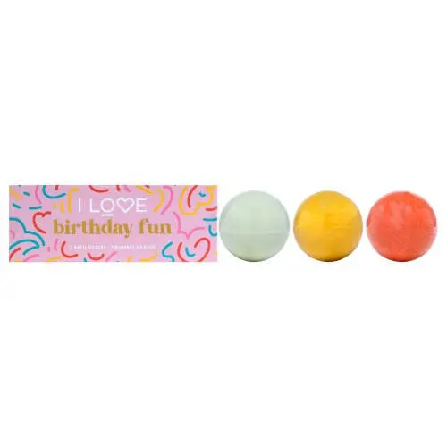 I LOVE COSMETICS Bath Fizzer Pack- 3 X 5.30 Oz Bath Bombs - Birthday Fun