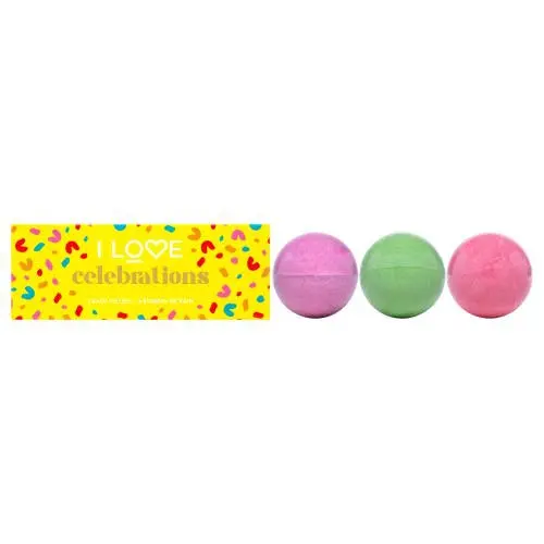 I LOVE COSMETICS Bath Fizzer Pack- 3 X 5.30 Oz Bath Bombs - Celebrations