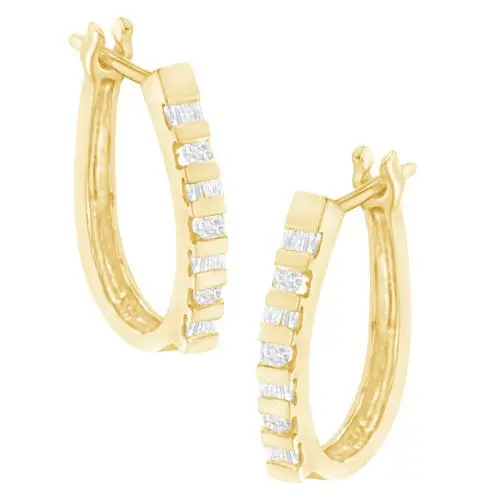 HAUS OF BRILLIANCE 10k Gold 0.25ctw Diamond Hoop Earrings - Yellow