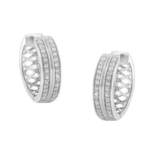 HAUS OF BRILLIANCE 10k Gold Diamond Hoop Earrings - White