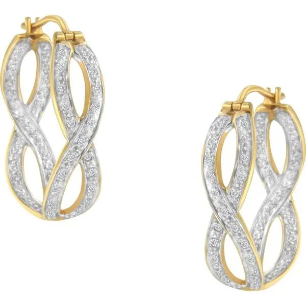 HAUS OF BRILLIANCE 10k Gold And Diamond Double Infinity Hoop Earrings - Yellow