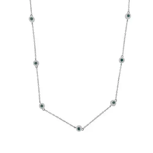 HAUS OF BRILLIANCE Silver 0.75 Cttw Treated Blue Diamond Necklace - White