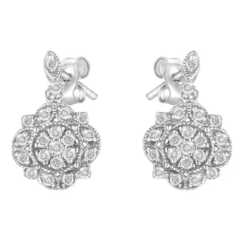 HAUS OF BRILLIANCE Silver 1/2 Ct Diamond Dangle Earrings - White