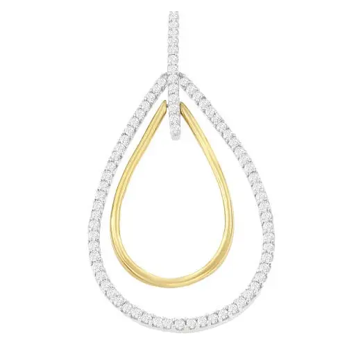 HAUS OF BRILLIANCE 14k Two-tone Gold Diamond Double Burst Pendant Necklace - Yellow