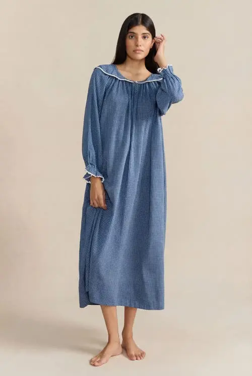 IF ONLY IF Katharine Nightdress - Denim Check