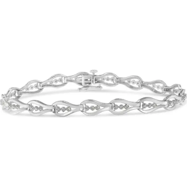 HAUS OF BRILLIANCE Silver Diamond Link Bracelet - White