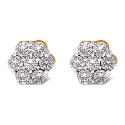 HAUS OF BRILLIANCE 14k Gold 2.0 Cttw Diamond Floral Stud Earrings - Yellow