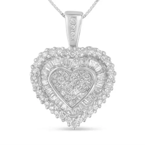 HAUS OF BRILLIANCE 10k Gold 1.00 Cttw Diamond Heart Pendant Necklace - White