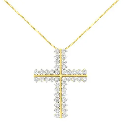 HAUS OF BRILLIANCE 10k Gold 4.0 Cttw Diamond Cross 18" Pendant Necklace - Yellow