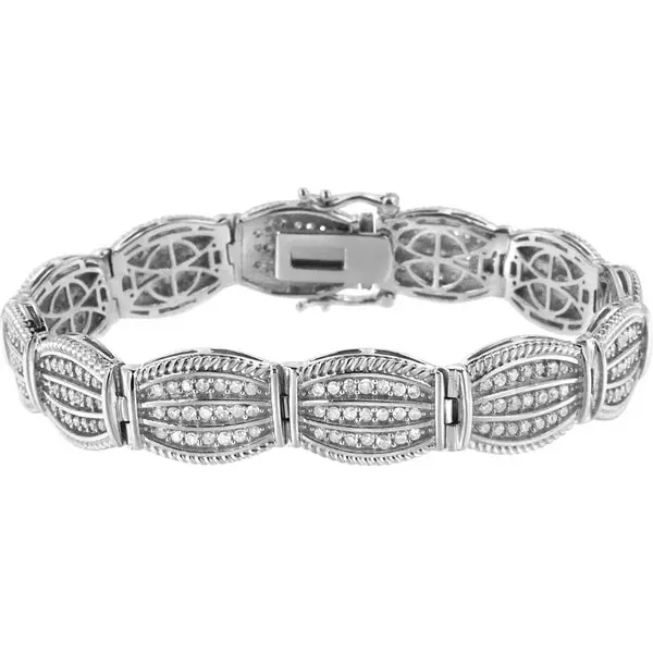 HAUS OF BRILLIANCE Silver 3.0 Cttw Diamond Art Deco Tennis Bracelet - White