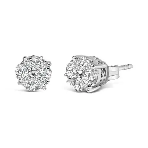 HAUS OF BRILLIANCE 925 Sterling Silver 0.50 Carat Diamond Stud Earrings - White