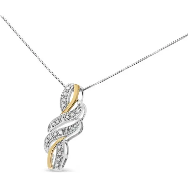 HAUS OF BRILLIANCE 10k Gold Plated Silver 1/20 Cttw Diamond Swirl Pendant Necklace - Yellow