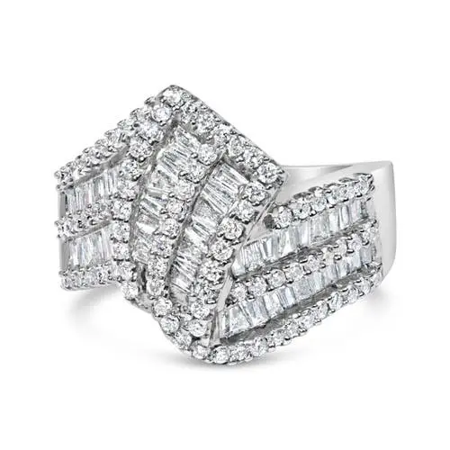 HAUS OF BRILLIANCE 14k Gold 1-1/2 Cttw Diamond Bypass Cocktail Ring - White