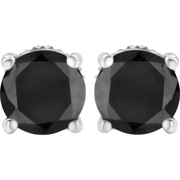 HAUS OF BRILLIANCE 3.00 Ct Black Diamond Stud Earrings - White