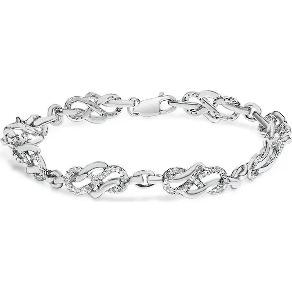 HAUS OF BRILLIANCE 1.0 Cttw Diamond And .925 Sterling Silver Infinity Bracelet - White
