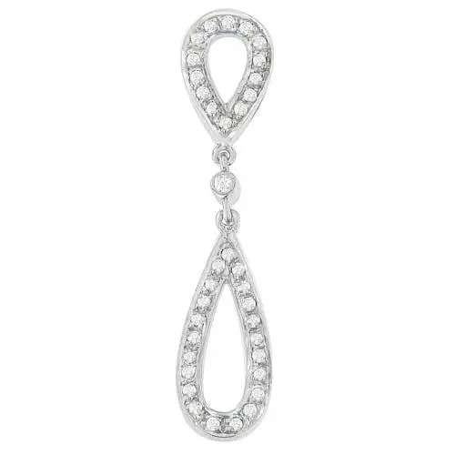 HAUS OF BRILLIANCE 14k Gold 0.25 Cttw Round Cut Diamond Double Tear Drop Pendant Necklace - White