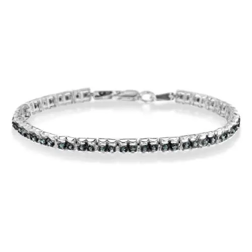 HAUS OF BRILLIANCE Silver 1.0 Cttw Rose Cut Diamond Tennis Bracelet - White