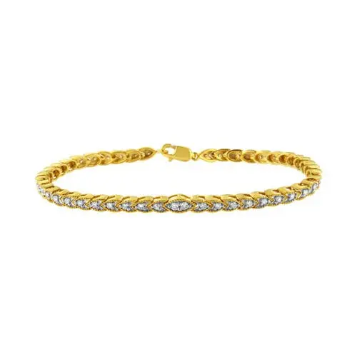 HAUS OF BRILLIANCE 10k Gold-plated Silver 1 Cttw Diamond Pear Link Bracelet - Yellow