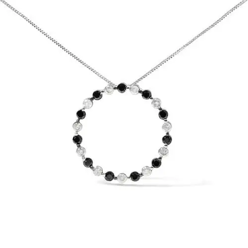 HAUS OF BRILLIANCE Silver, Black And Diamond Pendant Necklace - White