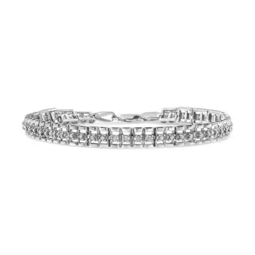 HAUS OF BRILLIANCE Silver 1.00 Ctw Diamond Tennis Bracelet - White