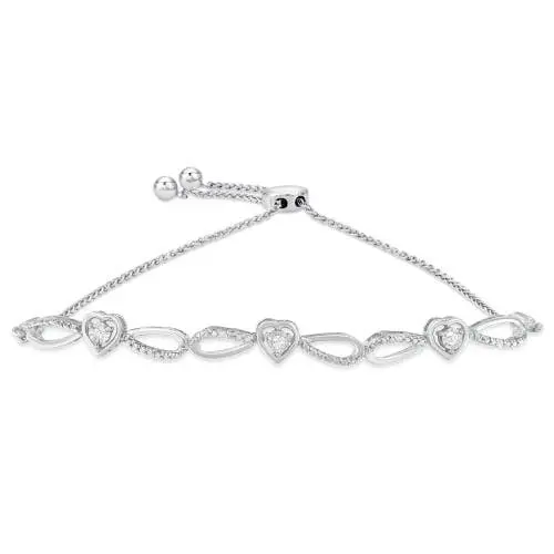 HAUS OF BRILLIANCE Diamond Accent Heart And Infinity Bolo Bracelet - White