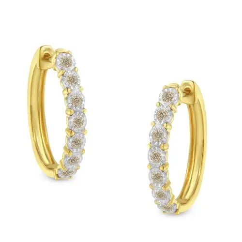 HAUS OF BRILLIANCE 10kt Two-toned Gold Diamond Hoop Earrings - Yellow