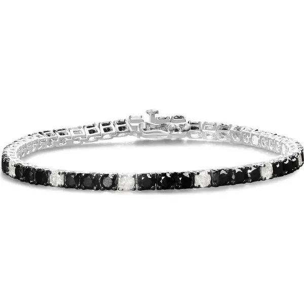 HAUS OF BRILLIANCE 8.0 Cttw Black And Diamond Tennis Bracelet - White