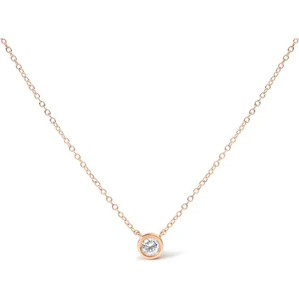 HAUS OF BRILLIANCE 10k Rose Gold 1/2 Carat Diamond Solitaire Pendant Necklace - Pink