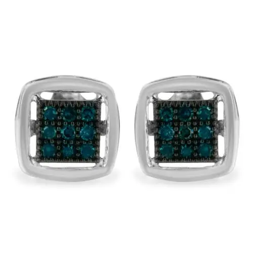 HAUS OF BRILLIANCE Silver Diamond Stud Earrings - White